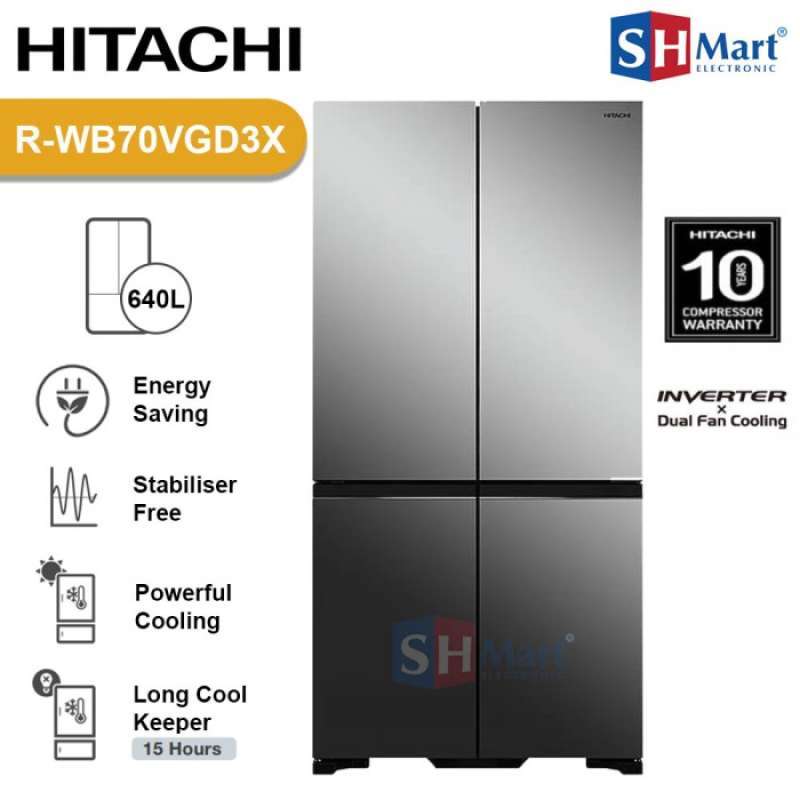 Jual Kulkas Hitachi 4 Pintu 645 Liter Mirror Rwb70vgd3x Dual Fan Cooling Di Seller Shmart ...