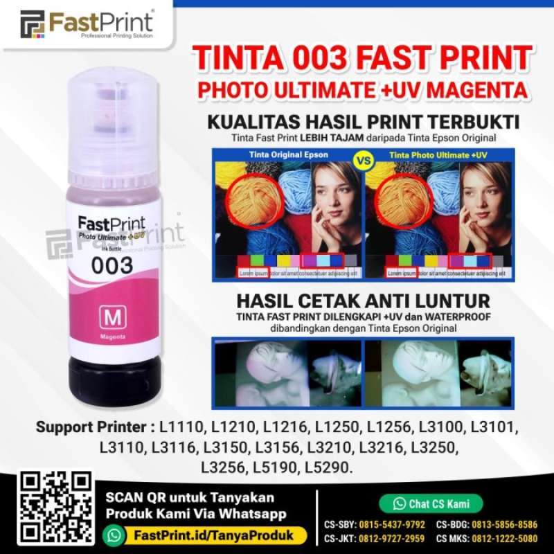 Promo Tinta 003 Photo Ultimate Plus Uv Printer Epson L3110 L3150 L5190 - Magenta Diskon 23% Di ...