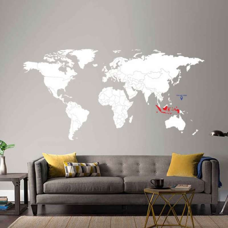 Jual Promo - Wall Cutting Sticker World Map Peta Dunia Stiker Travel 2. ...