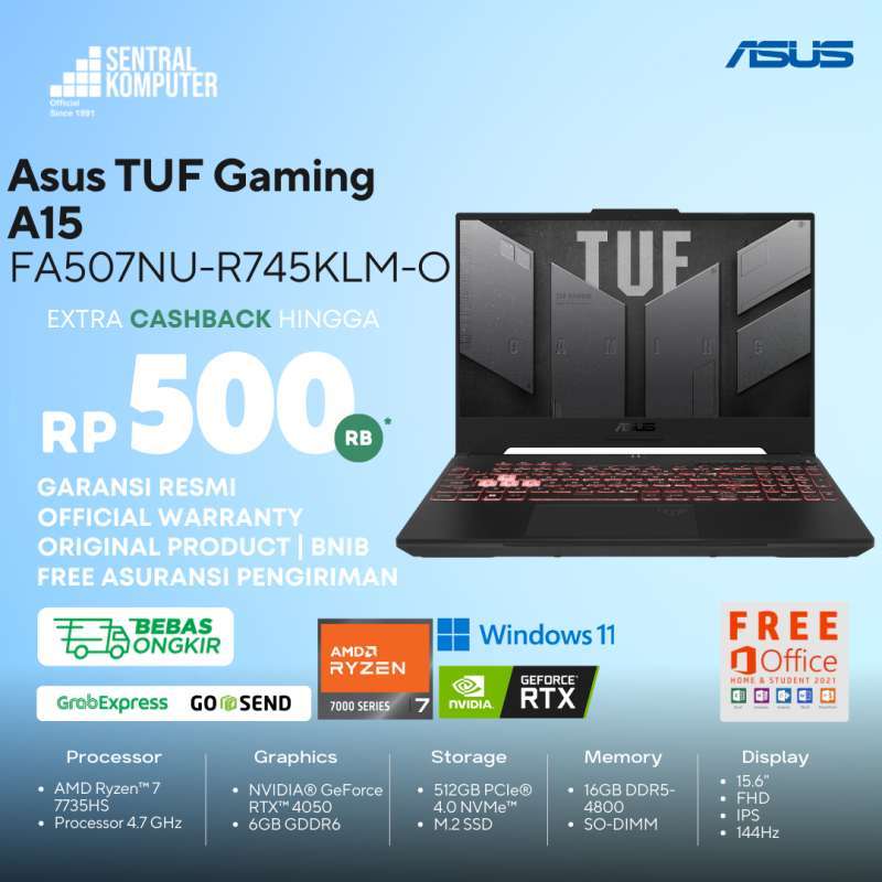 Jual Asus Tuf A15 Fa507nu-r745klm-o- Ryzen 7 7735hs Rtx4050 16gb Ddr5 ...
