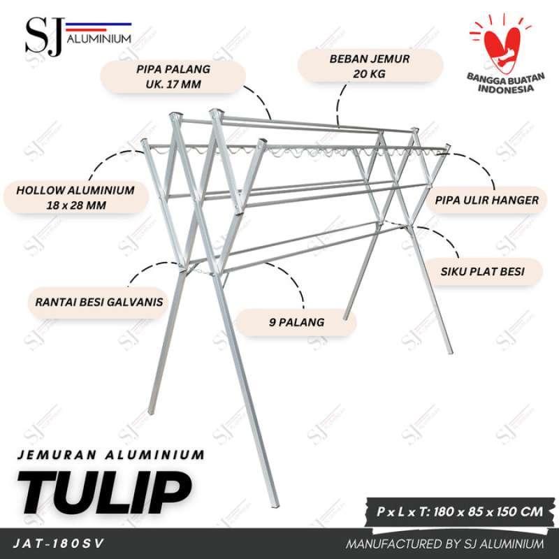Promo Jemuran Baju/pakaian Aluminium Silver+ Hanger Ukuran 175 Cm ...