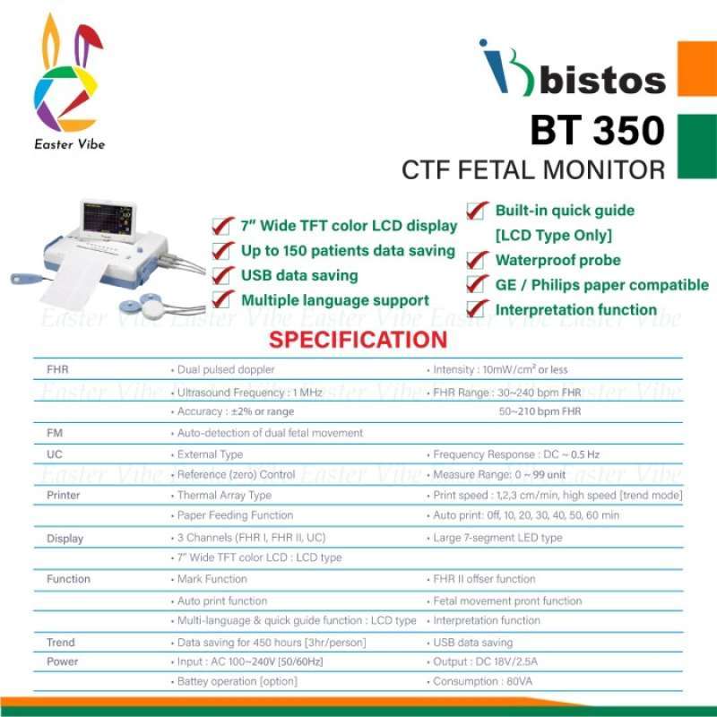 Promo Bistos Bt-350 Bt350 Ctg Alat Fetal Monitor Bayi Kembar Diskon 23% ...