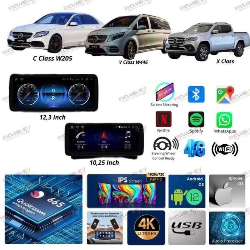 Jual Mercedes C Class W205 V Class W446 X Class (15 - 18) New Headunit ...