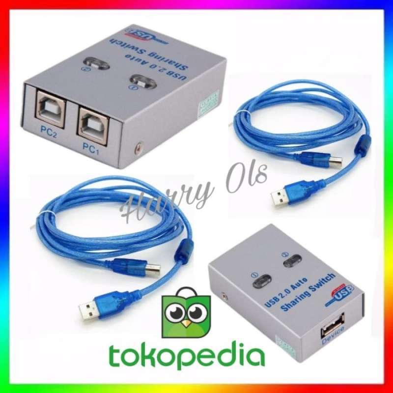 Promo Paket Auto Switch Printer 2 Port+kabel Printer 10 M 10 Meter Usb ...