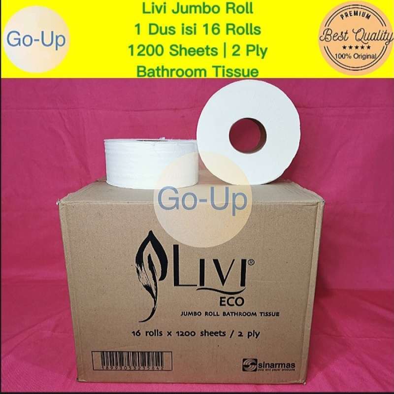 Promo [1 Dus Isi 16 Rolls] Livi Jumbo Roll Toilet Tissue 1200 Sheets 2 ...