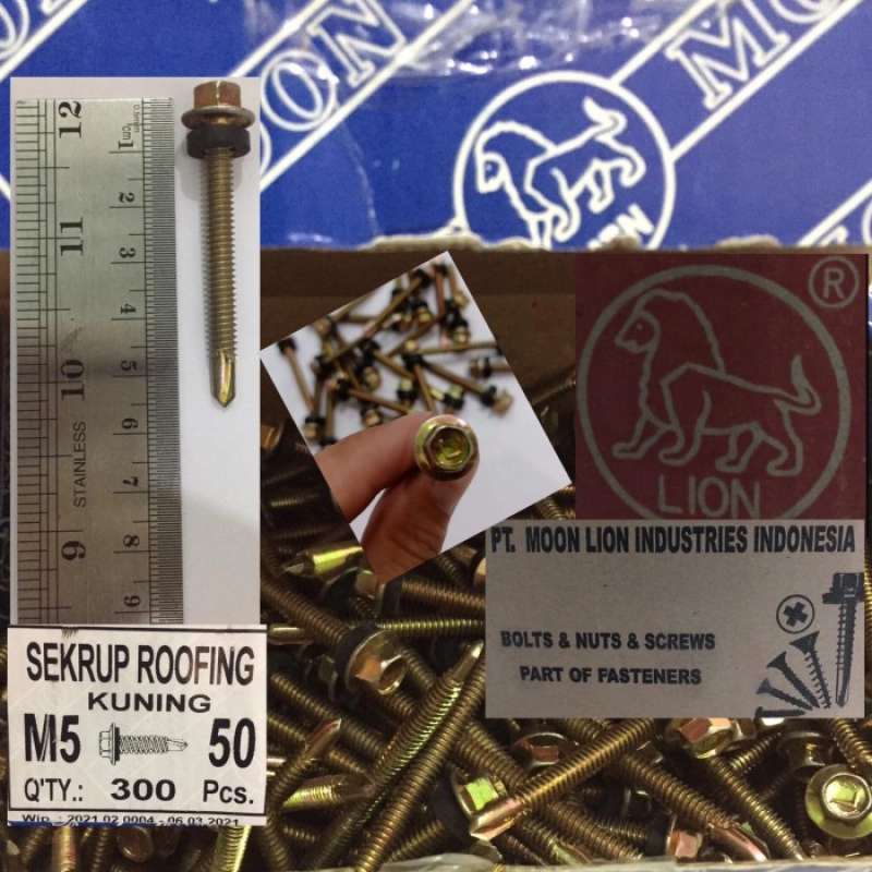 Promo Baut, Sekrup, Roofing, Ruping Atap Kuning Uk12x50 (5cm) 1 Box ...