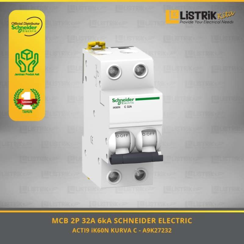 Promo Mcb 2p 6a S.d. 40a 6ka Ik60n C Schneider Electric - A9k272**/a9k242** - 2p 32a Diskon 50% ...