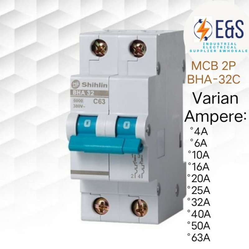 Promo Mcb Bha-32c 2p 4a 6a 10a 16a 20a 25a 32a 40a 50a 63a Shihlin / Bha32c - Mcb 2p 6a Diskon ...