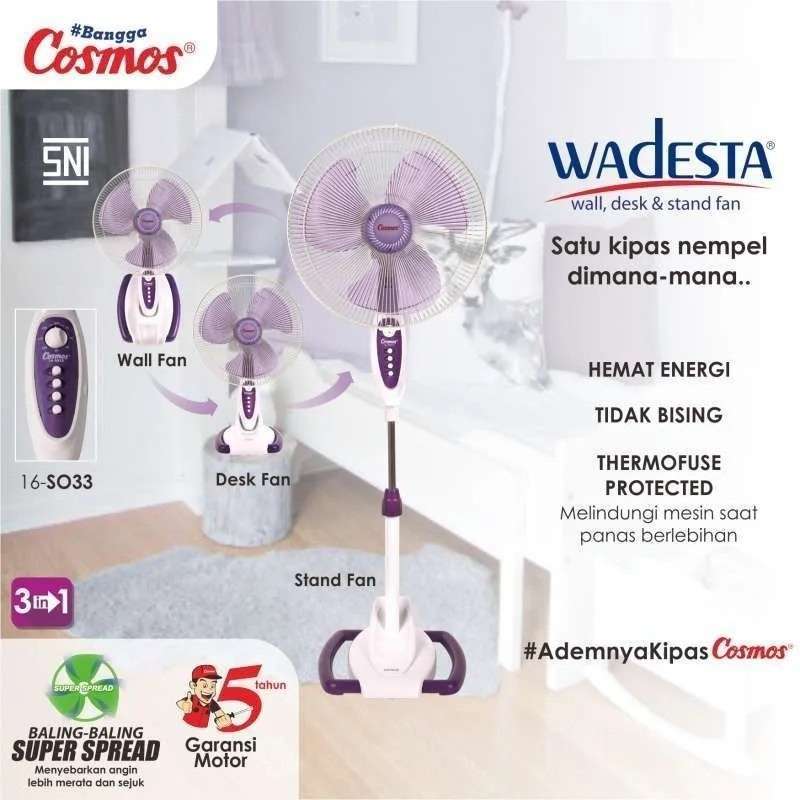 Jual Cosmos Kipas Angin Wadesta Wall, Desk, Stand Fan 16-so33 Ony – 16 ...
