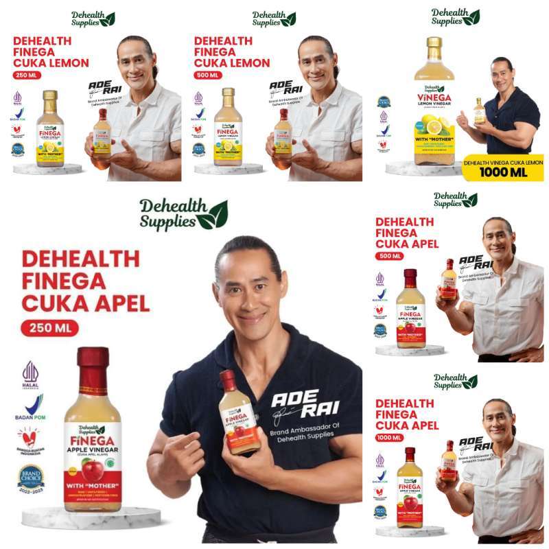 Jual Finega Cuka Botol 1000 Ml Varian Rasa Apel Lemon Apple Vinegar ...