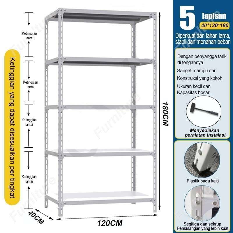Promo Rak Besi Siku 6 Tingkat Rak Susun Besi Rak - Putih 5l120*40*180cm ...