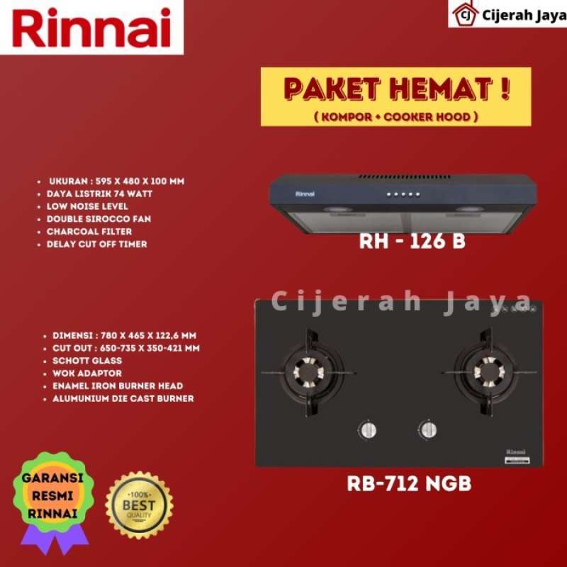 Promo Rinnai Paket Kompor Tanam Rinnai Rb 712n(gb) + Cooker Hood Rh 126b Diskon 23% Di Seller ...