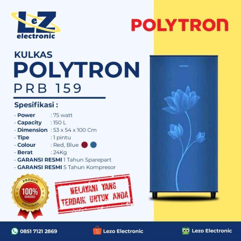 Promo Kulkas Polytron Prb 159 1 Pintu 150 Liter Prb159 Low Watt Diskon ...