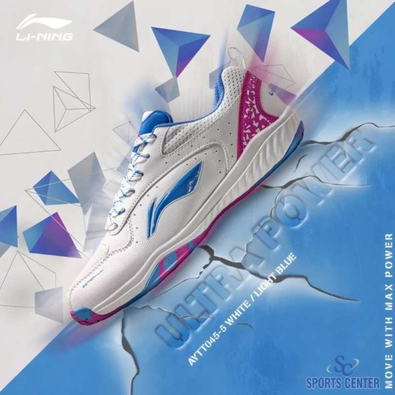 Promo New Sepatu Badminton Lining Ultra Power Aytt045 White / Light ...
