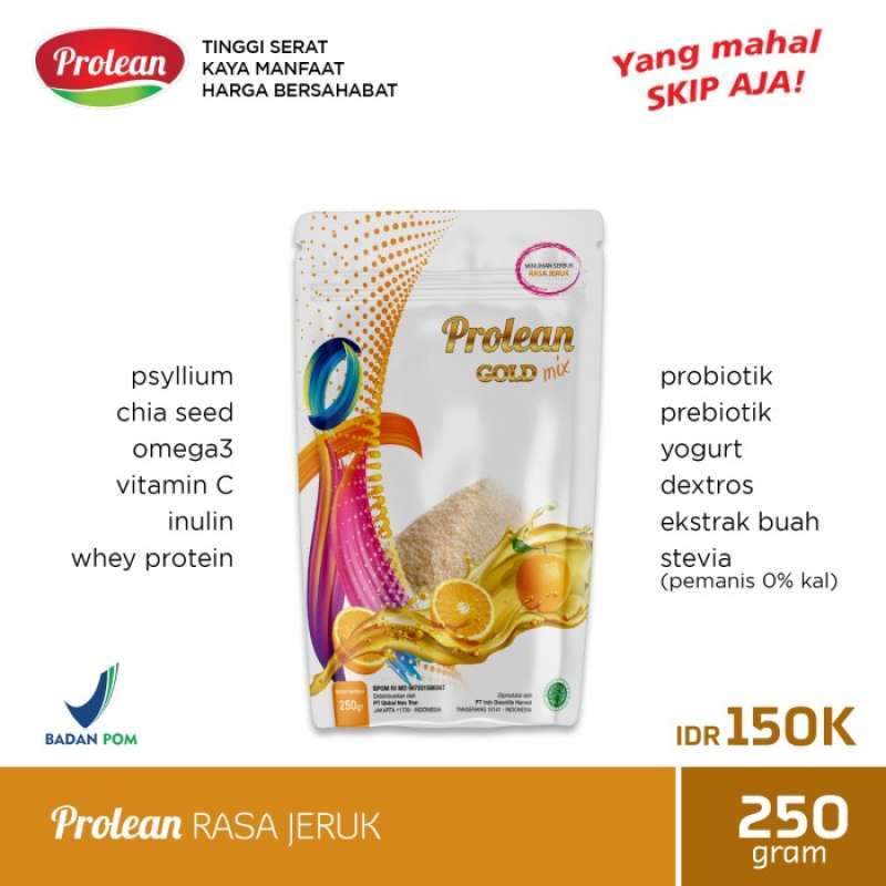 Promo Prolean Minuman Serbuk Tinggi Serat | Rasa Jeruk Kemasan 250 Gram Diskon 33% Di Seller ...