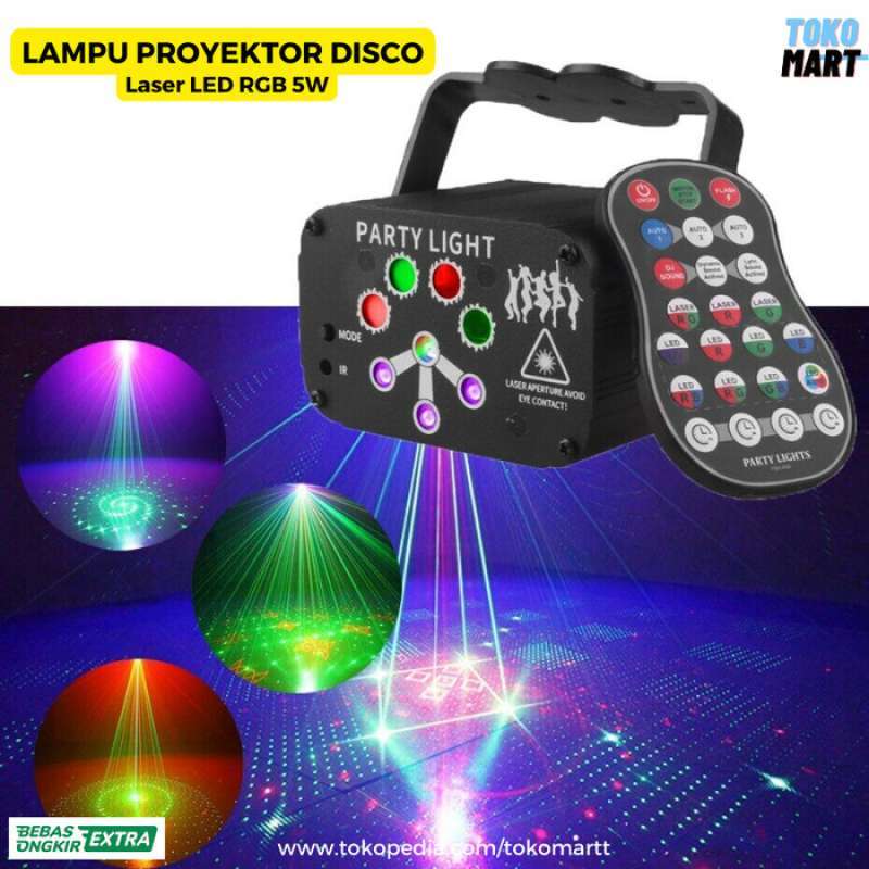 Promo Lampu Disco Putar Led Laser Proyektor Panggung Dj Rgb Remote ...