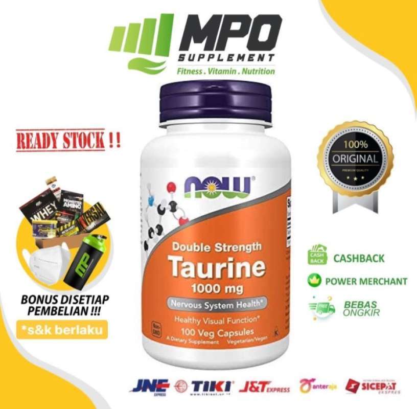 Promo Now Foods Double Strength Taurine 1000mg (100vegcaps) Nervous ...