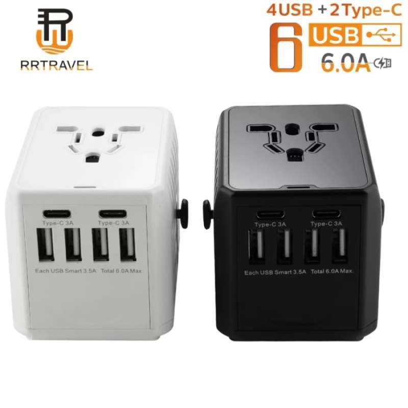 Promo Adaptor Colokan Listrik Universal 4 Usb + 2 Type C Travelling ...