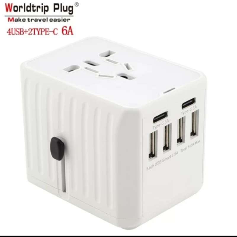 Promo Adaptor Colokan Listrik Universal 4 Usb + 2 Type C Travelling ...