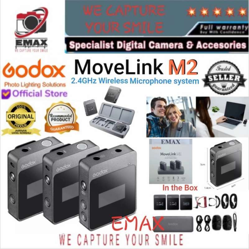 Promo Godox Move M2 Wireless Mic Mirip Saramonic B Rode Mic Boya Mic ...