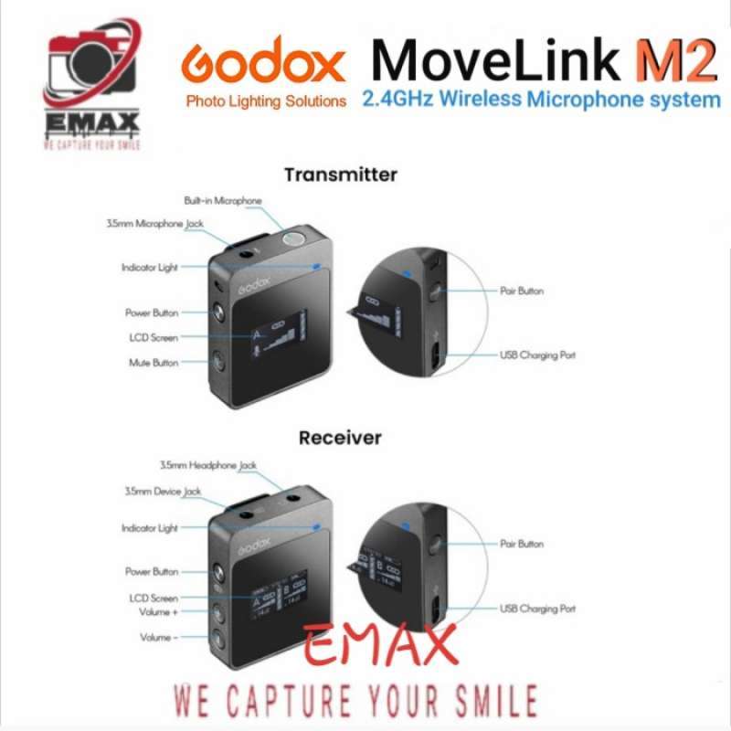 Promo Godox Move M2 Wireless Mic Mirip Saramonic B Rode Mic Boya Mic ...