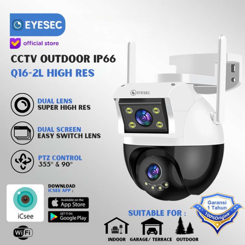 Jual Cctv Outdoor Eyesec Dual Lens Ip66 Waterproof Ip Camera Ptz Wide ...