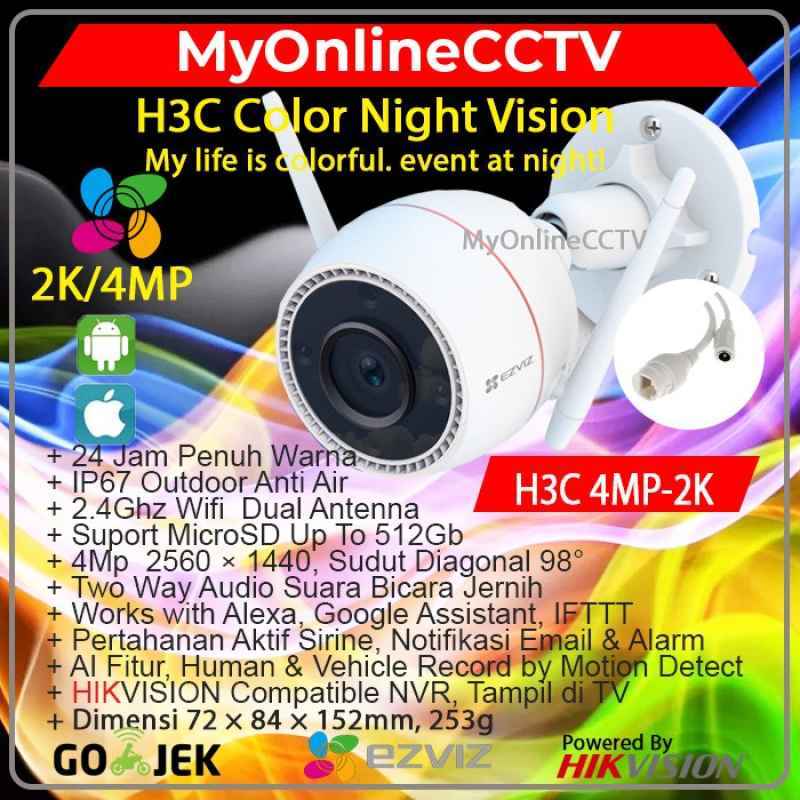 Jual Ezviz H3c 4mp Color Night Ip Cam Ai Wifi Cctv Outdoor Audio 2 Arah - Bundling 32gb Di ...