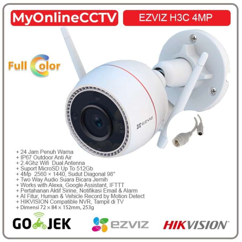 Jual Ezviz H3c 4mp Color Night Ip Cam Ai Wifi Cctv Outdoor Audio 2 Arah ...