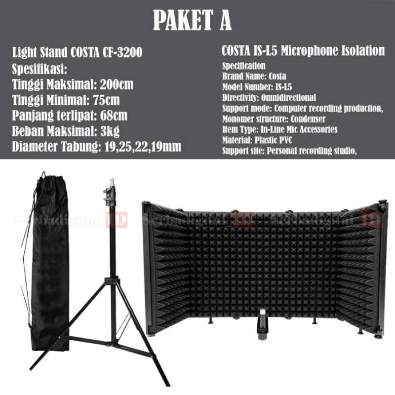 Promo Costa Is-l5 Isolation Shield / Vocal Booth Paket Stand Diskon 23% ...