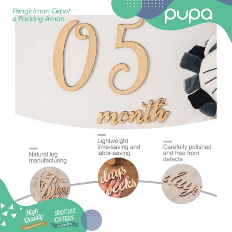 Promo Baby Milestones Numbers | Wooden Milestone Card Kartu Angka Bayi ...