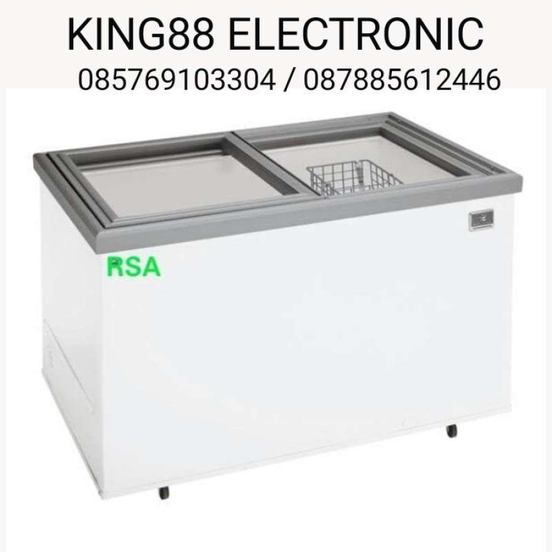 Promo Freezer Rsa Xs-200 Sliding Flat Glass Kabinet Pembeku Kunci Roda ...