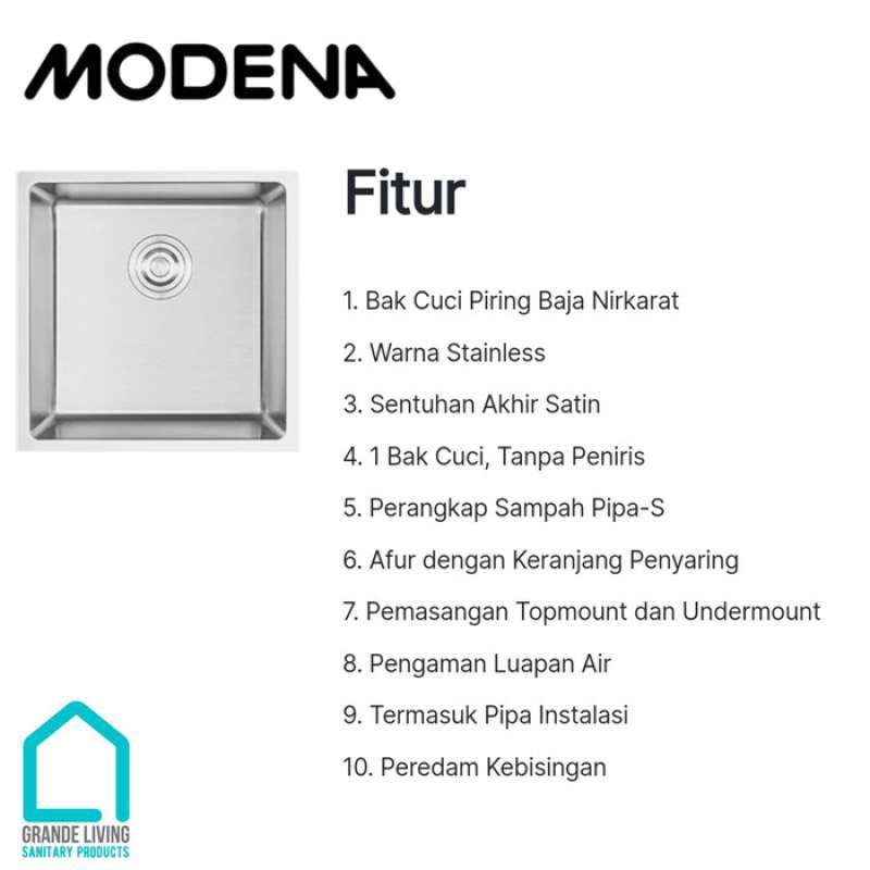 Promo Modena Kitchen Sink Stainless Undermount Ks 4100 Must Diskon 33% ...