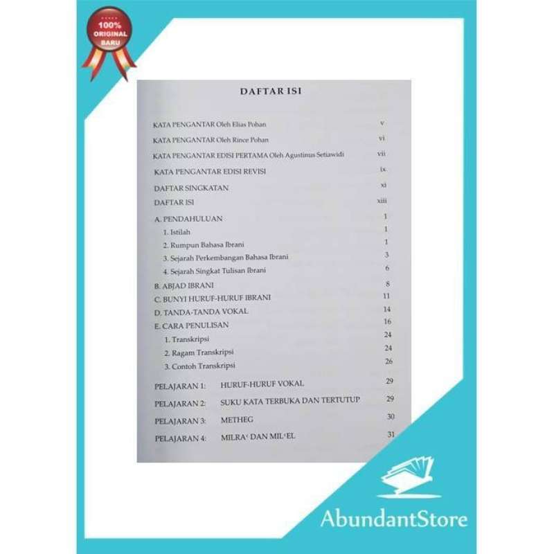 Jual Buku Bahasa Ibrani Untuk Pemula - Agustinus Setiawidi Elias P ...