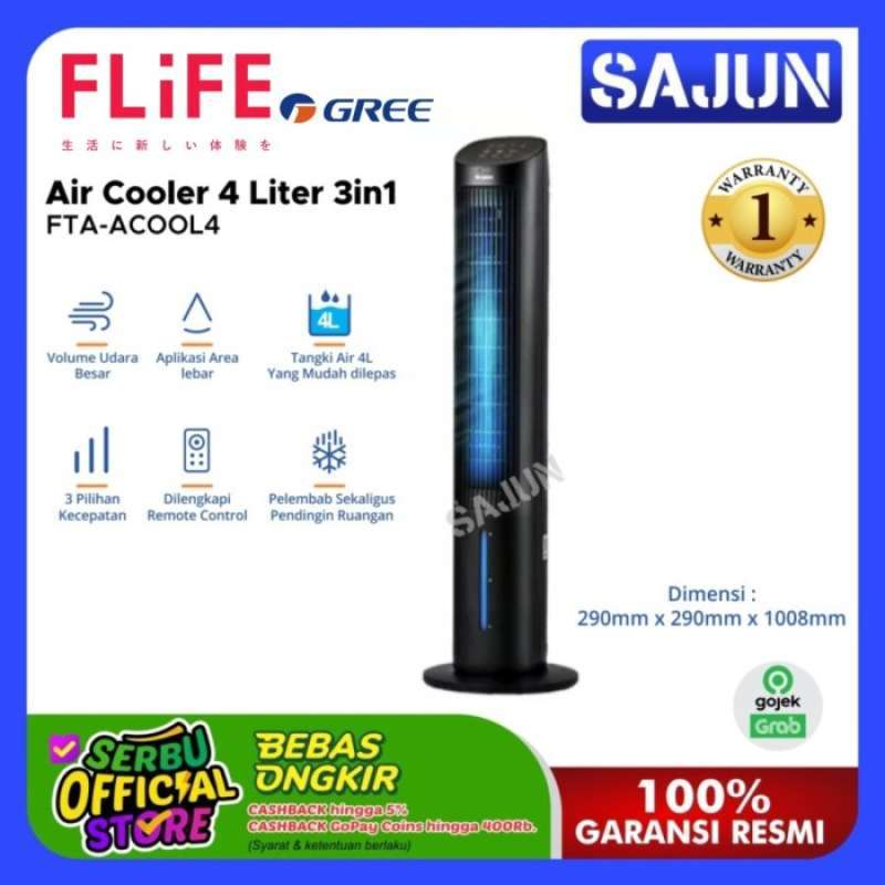 Promo Gree Tower Fan Air Cooler 4 Liter 3in1 With Humidifier Gta-acool4 ...