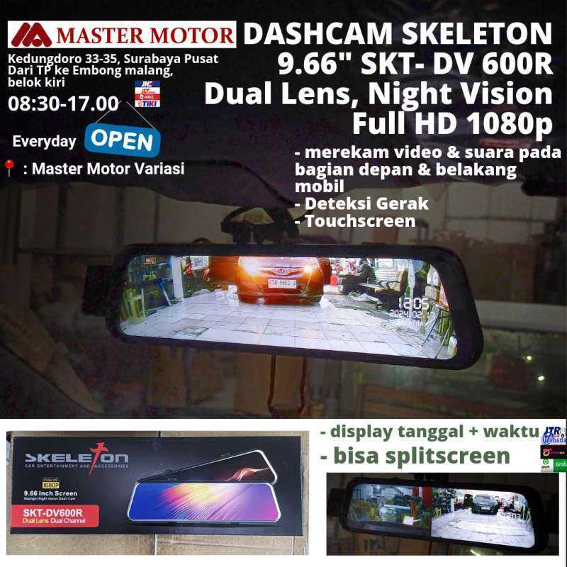 Jual Dashcam Skeleton Skt Dv 600r Hd 9.66 Inch 1080p Dual Kamera Depan ...