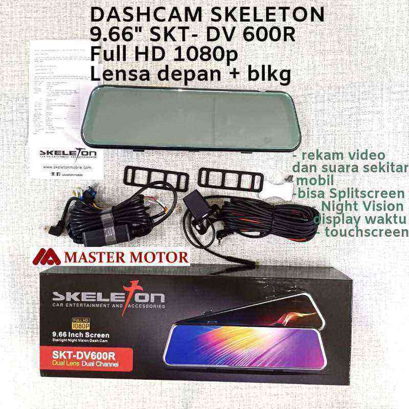 Jual Dashcam Skeleton Skt Dv 600r Hd 9.66 Inch 1080p Dual Kamera Depan ...