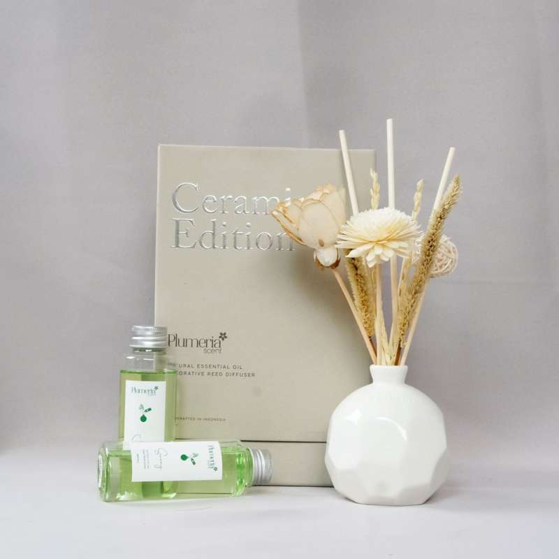 Jual Plumeria Scent Ceramic Reed Diffuser - Sewangi (green Tea & Lemon ...