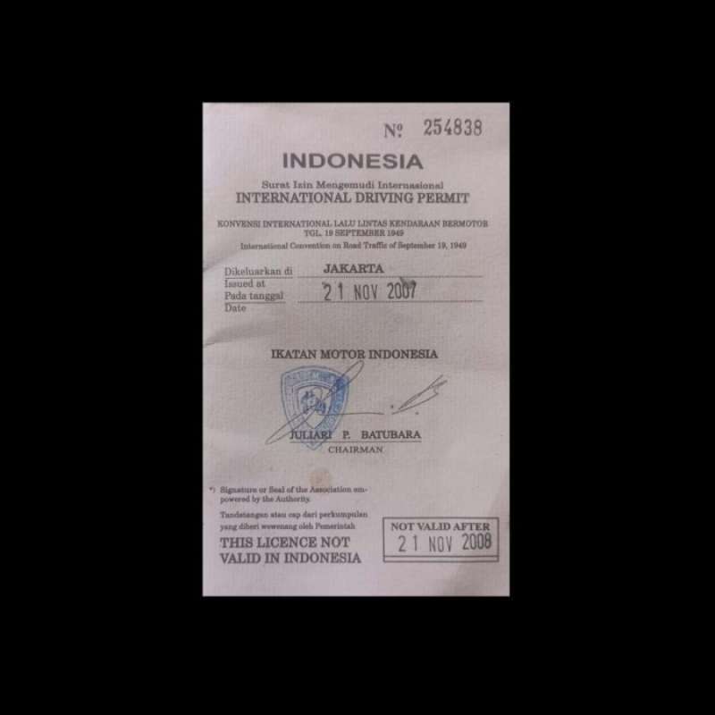 Jual International Driving Permit Ikatan Motor Indonesia A N Allan ...