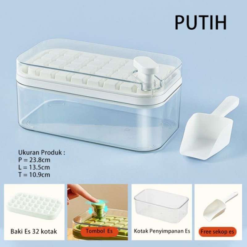 Jual Cetakan Es Batu Kotak Ice Cube Container Free Sekop Es Ice Tray ...