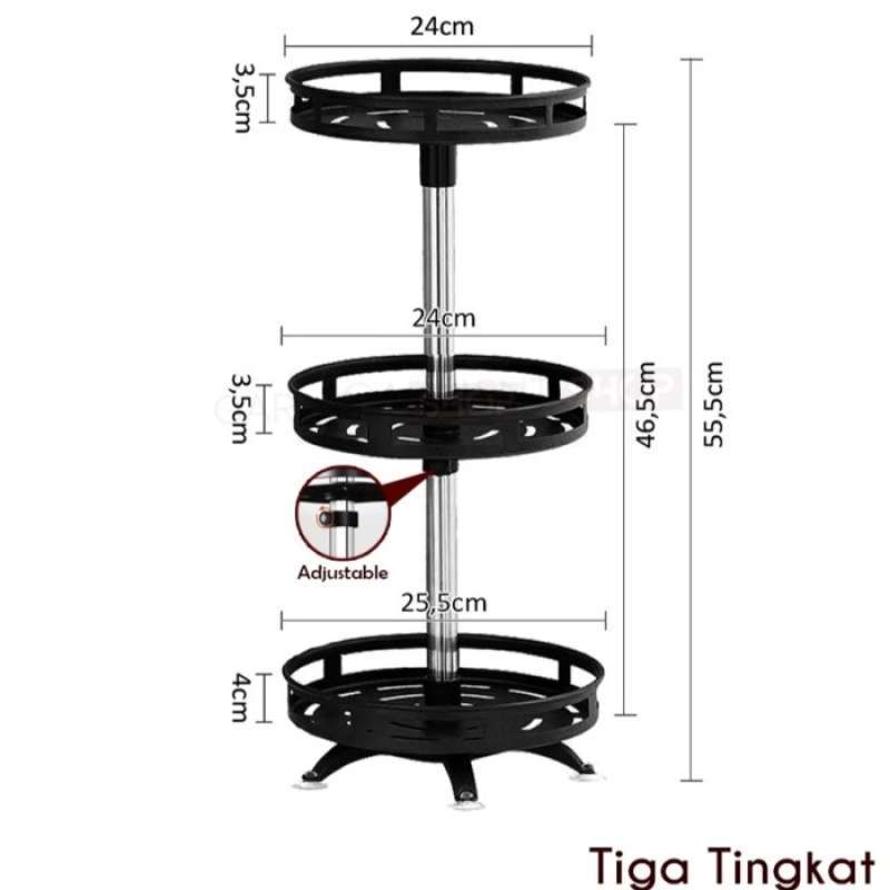 Jual Rak Bumbu Putar 360 Derajat Stainless Rotate Kitchen Rack Organizer 1 Tingkat Di Seller