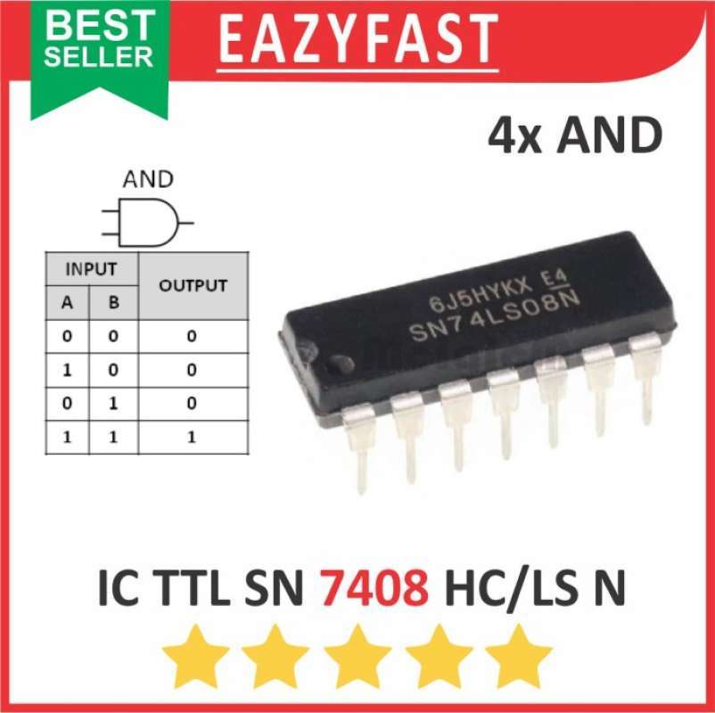 Jual Ic Ttl Sn 7408 N Hc Ls Dip Gerbang Logika And Logic Gate Sn74hc08 Sn74ls08 Sn74hc08n ...
