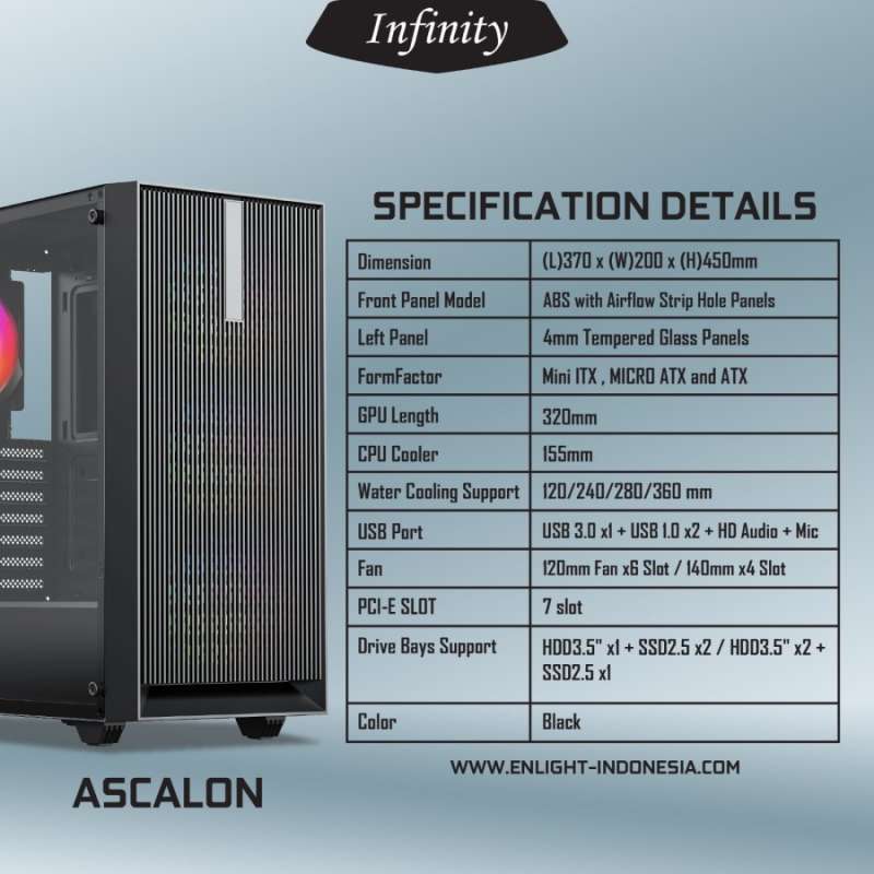 Jual Casing Infinity Ascalon - Matx, Atx - Include 3 Rgb Fan Di Seller ...