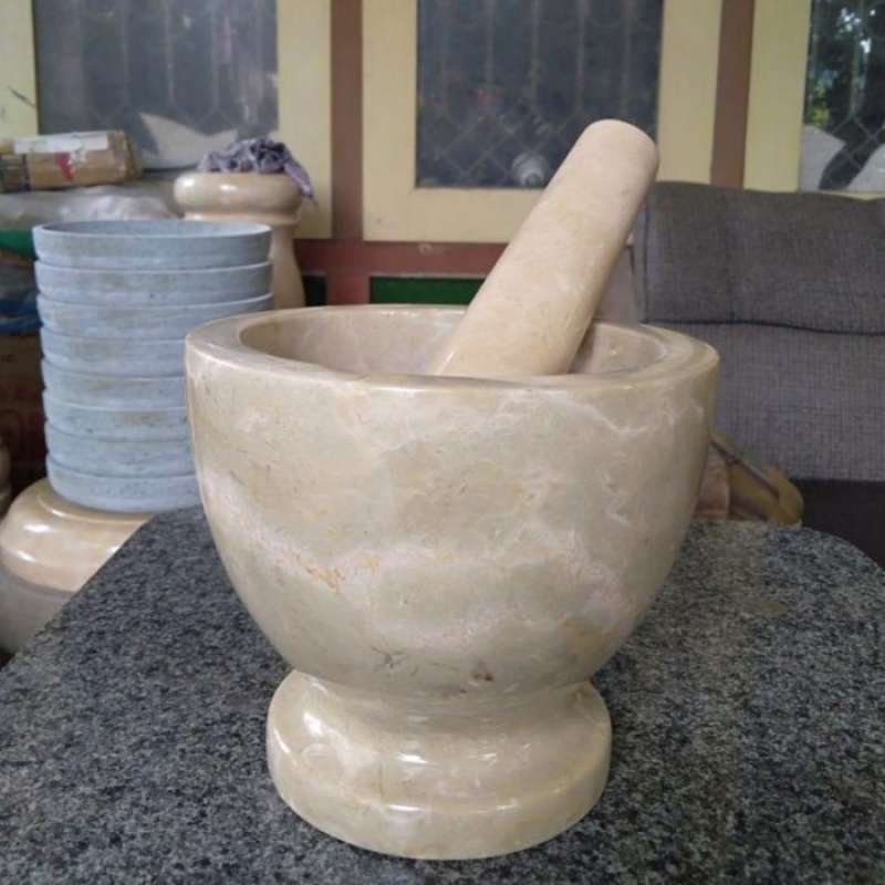 Jual Lumpang Alu Batu Asli Marmer Marble Stone Mortar Pestle Tumbukan ...
