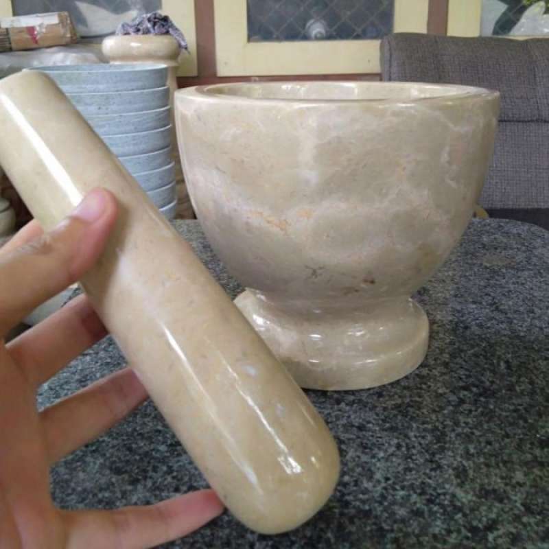 Jual Lumpang Alu Batu Asli Marmer Marble Stone Mortar Pestle Tumbukan ...