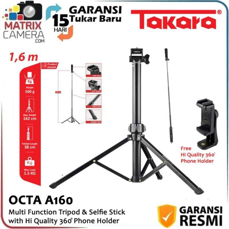 Promo Takara Octa A160 Multi Function Tripod Selfie Stick Light Stand ...