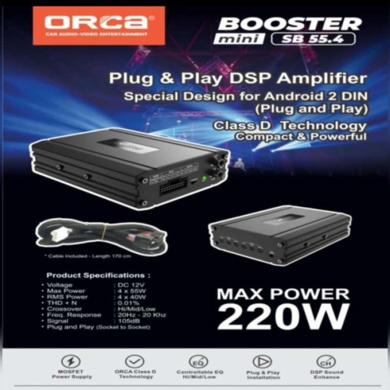 Promo Promo - Booster Mini Orca Sb 55.4 Dsp Amplifier Plug & Play Android Receiver Diskon 50% Di ...
