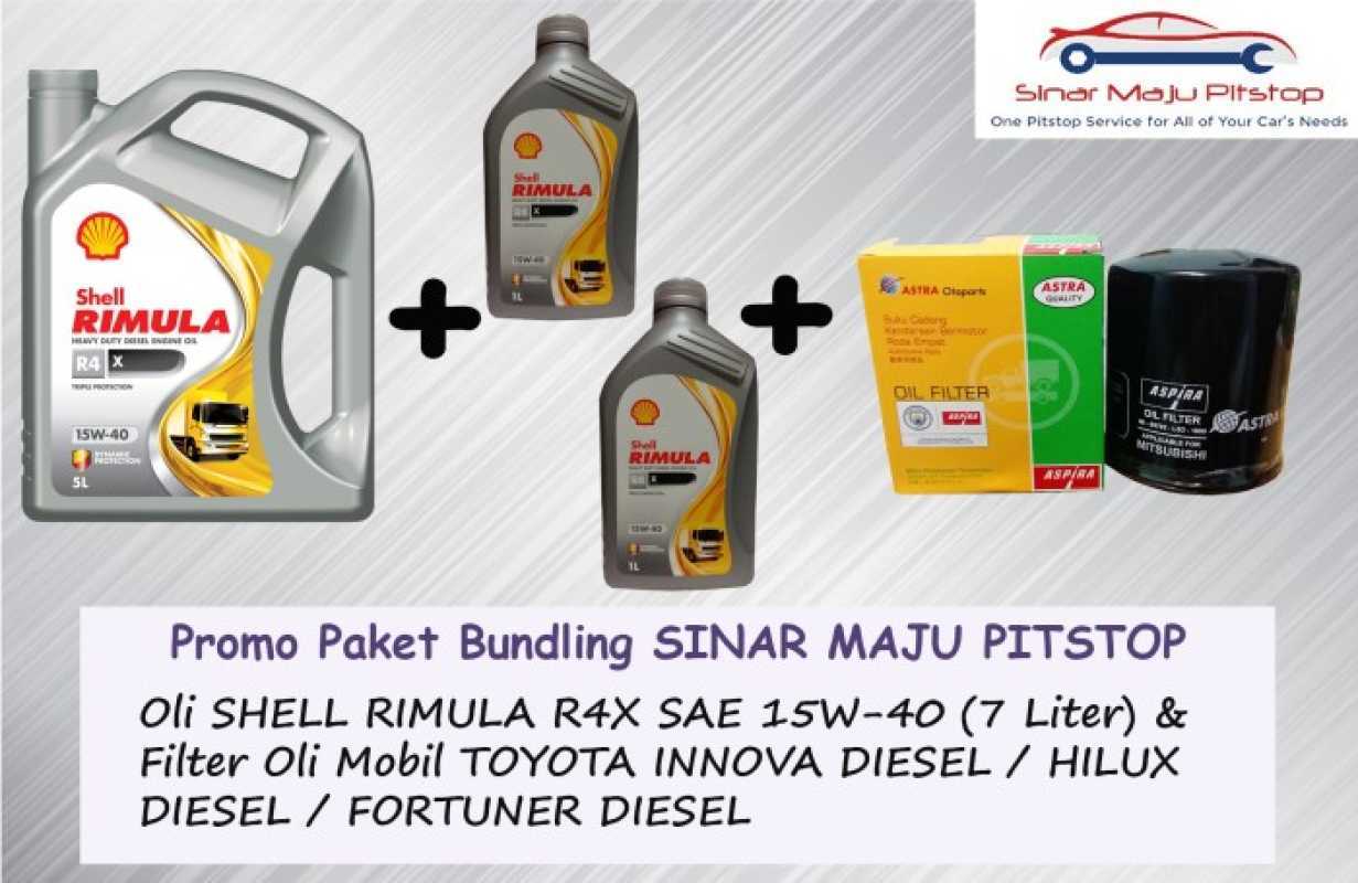 Promo Paket Oli Mobil Diesel Shell Rimula R4x + Filter Oli Toyota ...
