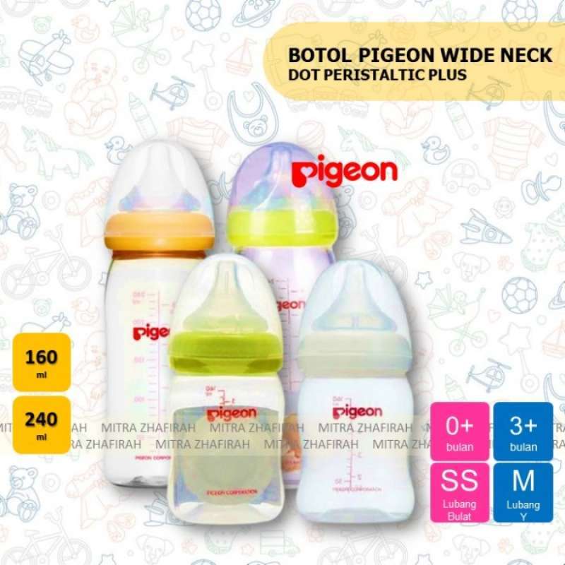 Jual Botol Susu Pigeon Wide Neck 160ml 240ml Nipple Peristaltic Plus Soft Di Seller Yama ...
