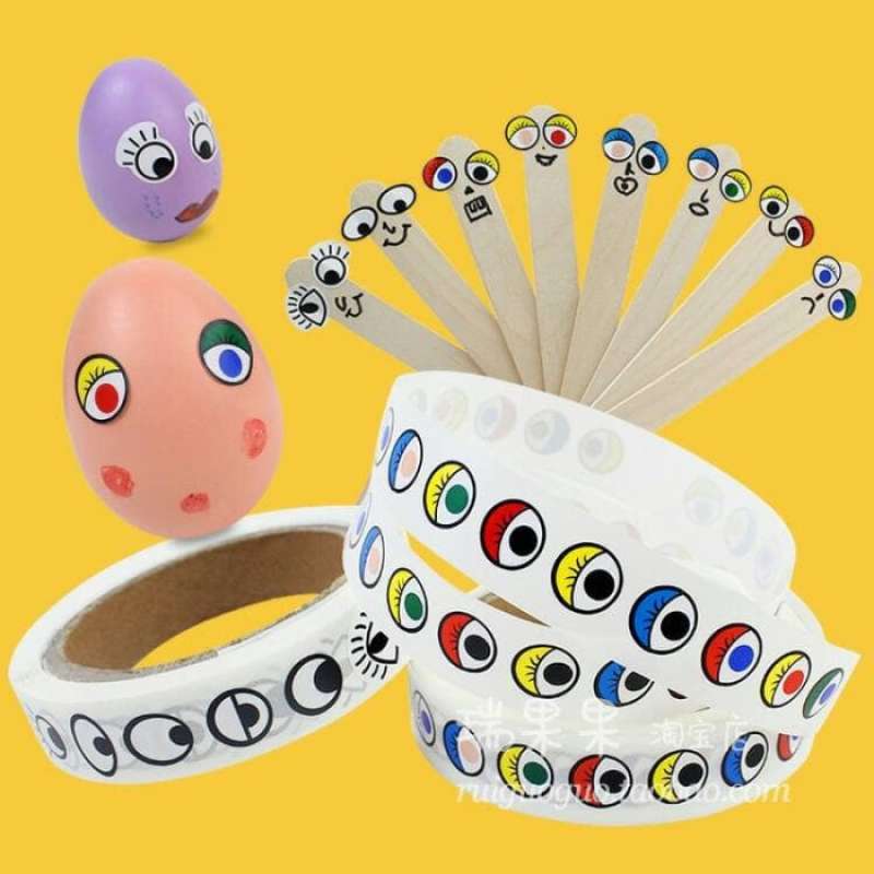 Jual Stiker Mata - New Stock Cute Self-adhesive Paper Eye Stickers Roll ...