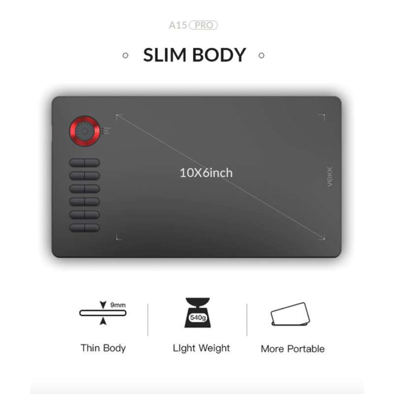 Jual Veikk A15 Pro Graphic Pen Tablet 8192 Pressure Windows Mac Alt A50 ...